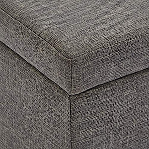 FIRST HILL FHW Storage Ottoman Bench Avalon Linen Rectangular, Large, Slate Grey