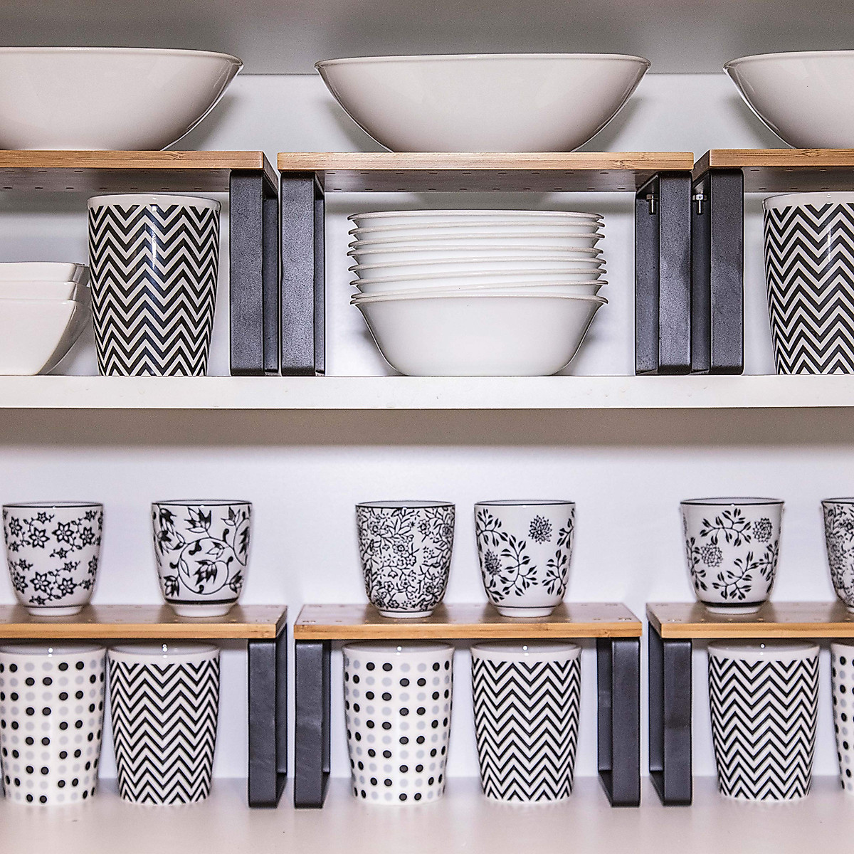 SBS Stackable, Kitchen Counter. Pantry and Cabinet Organizer, Modular Shelves. 2 Shelves (9.5 inch)