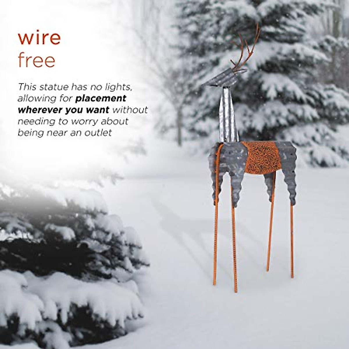 Alpine Corporation JUM324 Alpine Sheet Metal Reindeer, Outdoor Festive Decoration for Garden, Lawn, Yard Holiday décor, 30