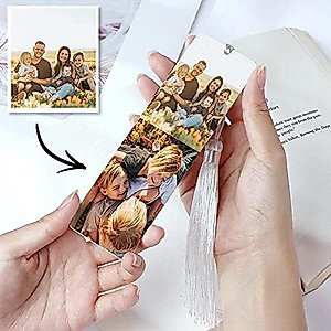 Custom Photo Bookmark, Personalized Metal Photo Booth Bookmark Copper with Tassel 2 Side Picture Bookmark for Women Men Birthday Gift for Reader Book Lover Student Teacher Friends Librarian - 4 Photos