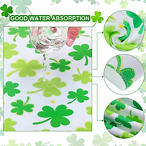 4 Pieces St. Patrick's Day Dishtowel Buffalo Plaid Shamrock Clover Towel Shamrock Kitchen Dishcloth Decorative Bathroom Towel for Kitchen Home Supplies, 16 x 24 Inches