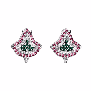 CENWA Pink and Green Leaf Zircon Earrings Sorority Gifts Paraphernalia Graduation Jewelry (Leaf Zircon Earrings)