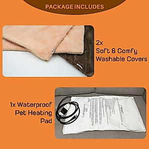 Petoont Pet Heating Pads for Cats and Dogs - 12 Adjustable Temperature with 1 to 12 Hours Timer - Our Heated Pet Mat Comes with 2 Washable Covers - Ideal Dog Warming Pad for Indoor Pet Beds
