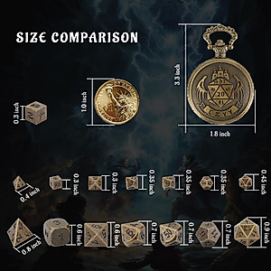 DND 6mm Micro Polyhedral Dice Set with Pocket Watch Shell Case Perfect for Dungeons and Dragons, Tabletop RPG and Cards Board Games (Bronze)