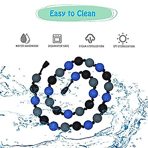 Sensory Chew Necklace for Kids, 2 Pcs Chewy Necklaces for Boys and Girls with Autism ADHD SPD, Silicone Fidget Teether Necklace for Toddler Teens to Reduces Anxiety and Stress