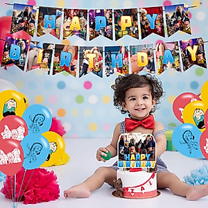 32 Pcs ???? Movie Birthday Party Decorations,Party Supply Set for Kids with Banner - Cake Topper - 12 Cupcake Toppers - 18 Balloons for Cartoon Movie Party Decorations