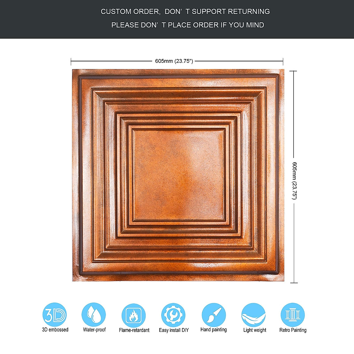 Tin Ceiling Tiles Nail up Peel and Stick Tin Ceiling Tiles Distressed for Cafe Club Salon Hotel Store Bar 2'x2' PL05 Archaic Copper