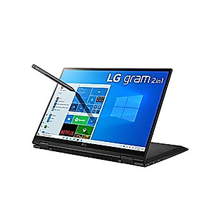 LG Gram 14T90P - 14" WUXGA (1920x1200) 2-in-1 Lightweight Touch Display Laptop, Intel evo with 11th gen Core i5 CPU, 8GB RAM, 256GB SSD, 24.5 Hours Battery, Thunderbolt 4, Black - 2021