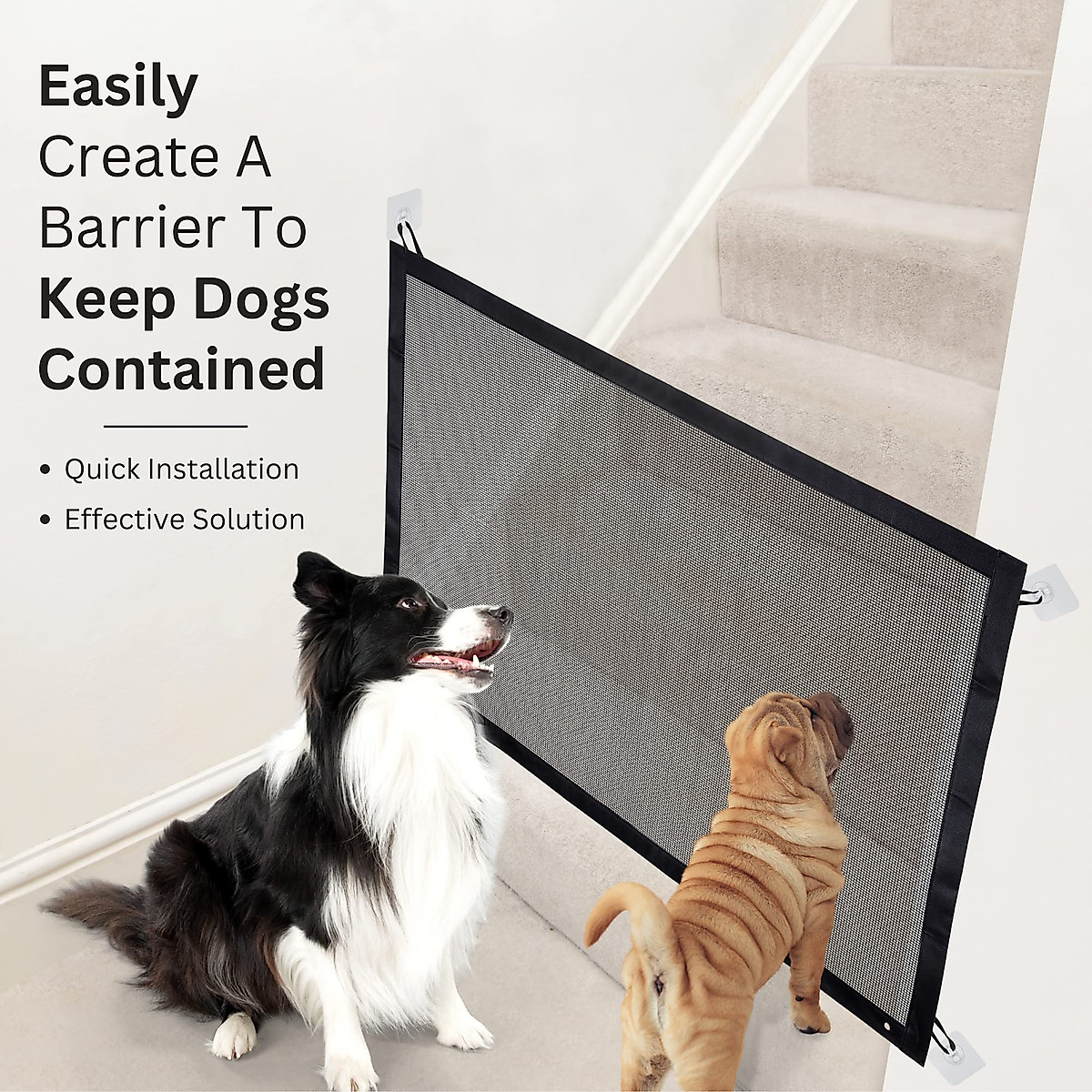 Dog Gates for The House,JG Baby Retractable Mesh Dog Gate,for No Drilling Portable Folding Child's Baby Gates Install Anywhere 3 Poles Avoid Pets from Passing Underneath 30'' X 39'', 3 Poles 8 Hooks