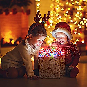 TURNMEON 50 Pack LED Light Up Ring Christmas Party Favors Stocking Stuffers for Kids Flashing Glow in The Dark Funny Christmas Party Supplies Toy Gift Boys Girls Christmas Party Favors Decorations