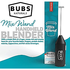 BUBS Naturals Mix Wand - MCT Oil Powder, Handheld Milk Frother - Lattes, Coffee, Cappuccino, Frappes, Hot Chocolate Blender - Portable