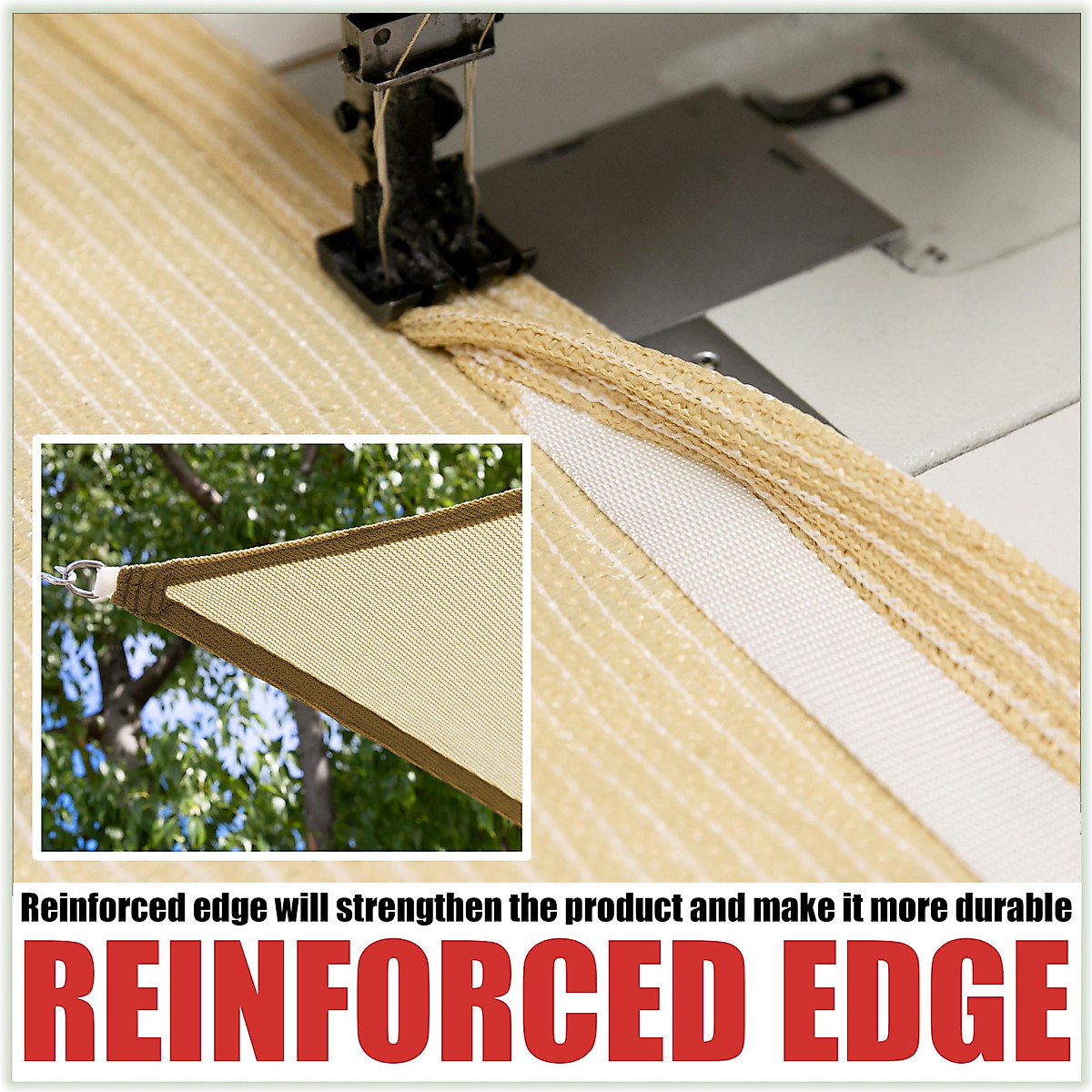 Royal Shade 10' x 10' x 10' Beige Triangle Sun Shade Sail Canopy Outdoor Patio Fabric Screen Awning RTAPT10 - UPF50+ 95% UV Blockage, Heavy Duty, Water & Air Permeable (We Make Custom Size)