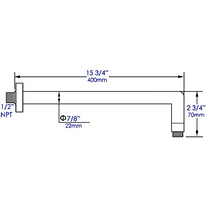 ALFI brand ABSA16R-PC Shower Arm, Polished Chrome