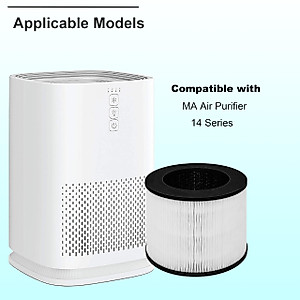 Lhari True HEPA Replacement Filter Compatible with MA Air Purifier 14/14B/14W Models, 3-in-1 H13 True HEPA with Activated Carbon Filter, 2-Pack