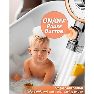 Luxsego Filtered Shower Head with Handheld Spray for Skin and Hair Care, High Pressure Shower Heads with Filters for Hard Water, Hydro Jet Showerhead Set Includes Hose, Bracket and Mineral Beads