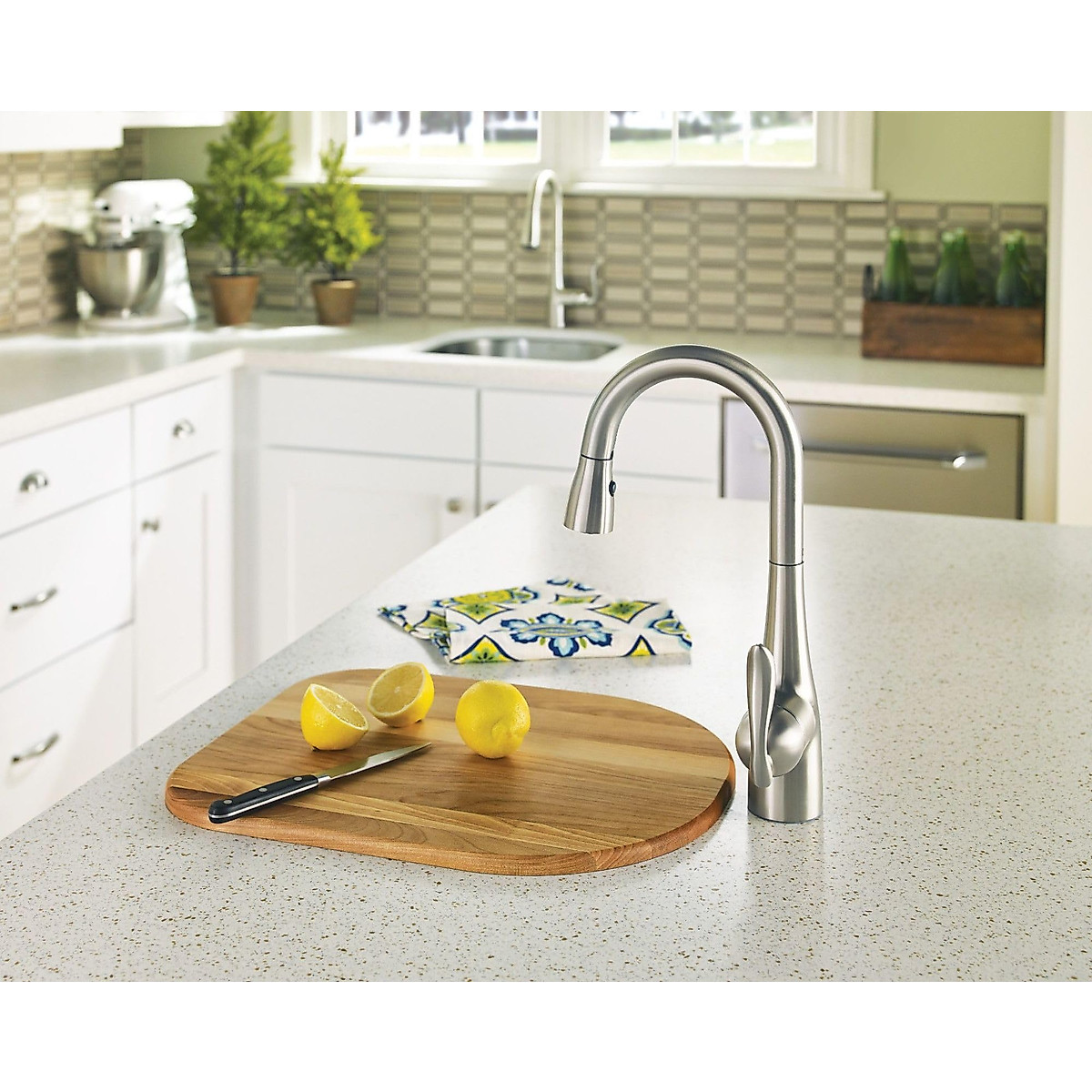 Moen Arbor Spot Resist Stainless One-Handle Pulldown Bar Faucet Featuring Reflex, Single Hole Kitchen Sink Faucet, 5995SRS