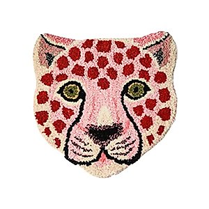 SISEY Soft Small Area Rugs, Tiger Shaped Rug Cute Cartoon Animals Lion/Panda Bath Mat Imitation Cashmere Non-Slip Absorbent Mats Carpet Door Use for Shower, Bedroom, Living Room, Pink Leopard