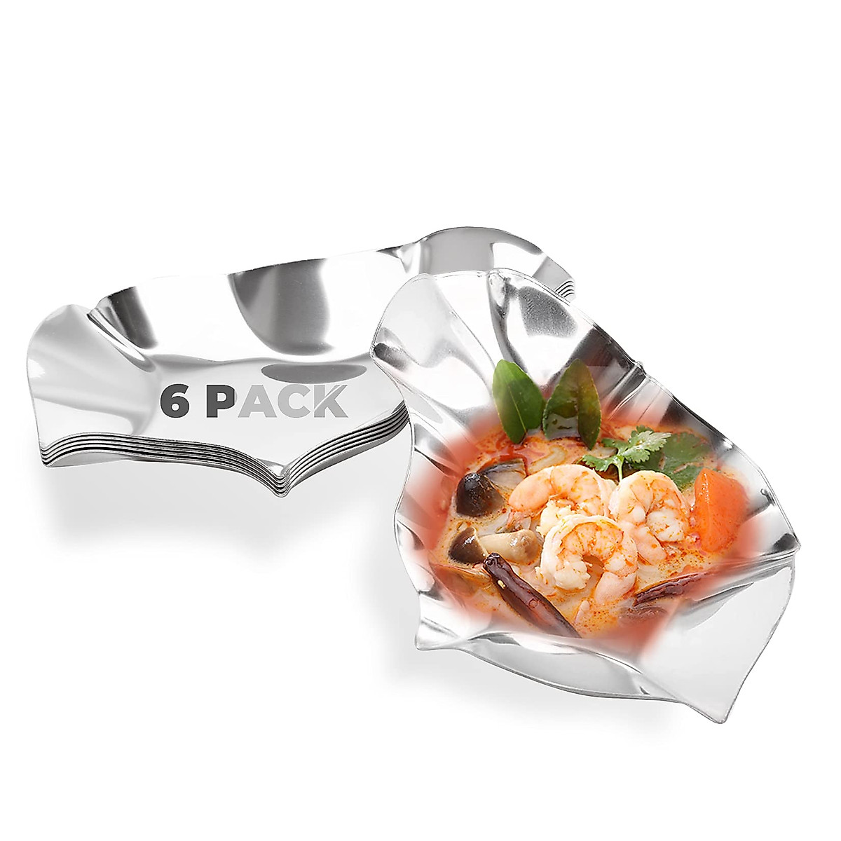 CIRAVI Stainless Steel Oyster Shells - 6 Piece Reusable Set - Flat Bottomed Shells - For Grilling or Cooking - Great for All Kinds of Seafood