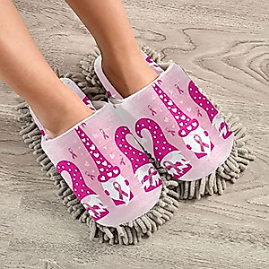 Kigai Microfiber Cleaning Slippers Pink Cute Gnomes Washable Mop Shoes Slipper for Men/Women House Floor Dust Cleaner, Size M