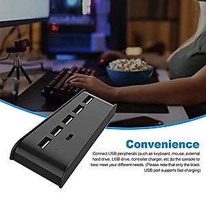 SHYPT 5 Port High-Speed Splitter Adapter Game Console USB Hub Multifunctional for PS5 Game Console Charging Stand Indicator Light (Color : White)