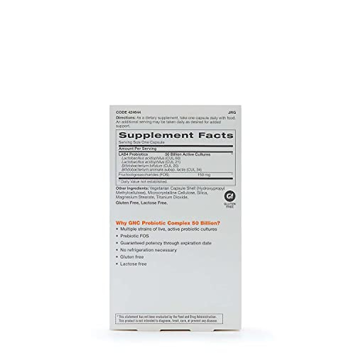 GNC Probiotic Complex Daily Need with 50 Billion CFUs, 60 Capsules, Daily Probiotic Support