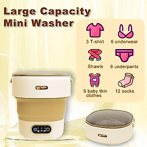 SWOJG Portable Washing Machine 15L with Spin Dry, Small Compact Washer, Lavadora Portatil with 3 Modes Deep Cleaning for Underwear, Baby Clothes, Socks, Apartment, Dorm RV Camping Travel Laundry