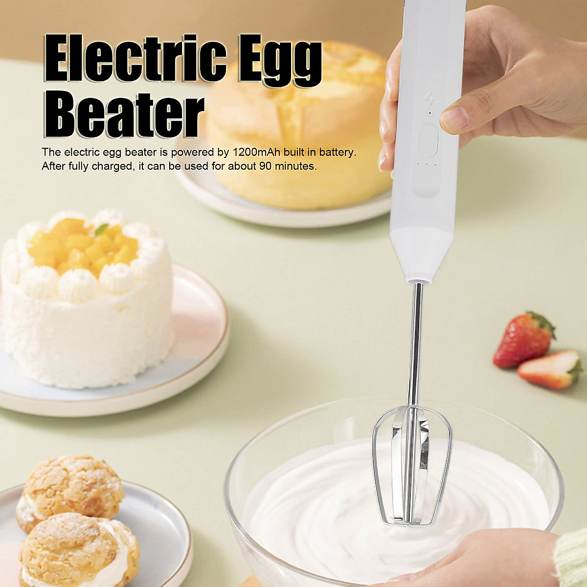 Electric Hand Blender，3 in 1 Immersion Blender Handheld, Beater Electric Milk Frother Coffee Blender Milkshake Blender Foamer Kitchen Tools(White)