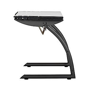 SD STUDIO DESIGNS Triflex Drawing Table, Sit to Stand Up Adjustable Office Home Computer Desk, 35.25" W X 23.5" D, Charcoal Black/Clear Glass