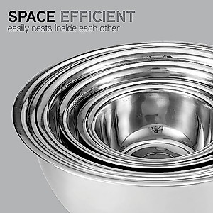 COOK WITH COLOR Stainless Steel Mixing Bowls - 6 Piece Stainless Steel Nesting Bowls Set includes 6 Prep Bowl and Mixing Bowls