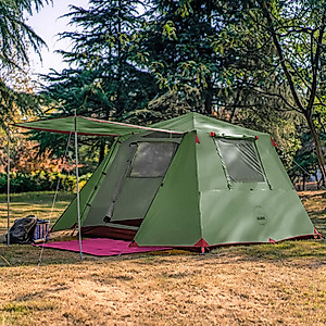 KAZOO Camping Tents 4 Person Waterproof Instant Tents 4 People Cabin Tent Easy Setup with Sun Shade Automatic Aluminum Pole