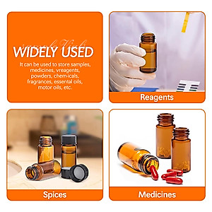PEKYBIO 20 PCS 8 ML (2 dram) Amber Small Liquid Sample Glass Vials with Screw Caps, 17 mmx 60 mm Leak-Proof Vial, 15-425 Black Screw Cap with PE Liners for Lab, Essential Oil, Perfume, Reagents