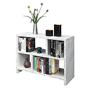 Convenience Concepts Northfield Console 3-Tier Bookcase, White Faux Marble