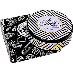 Hazel & Creme Birthday Tin Gift Box - HAPPY BIRTHDAY Gift Basket - Gourmet Chocolate Gift Box for Women / Men