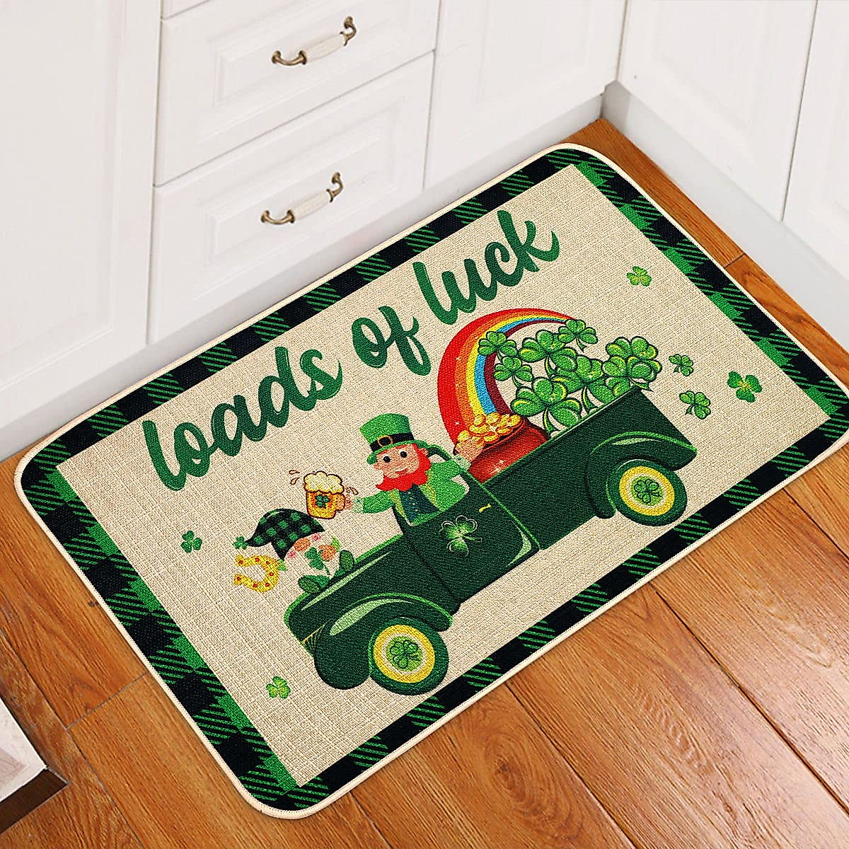 Tieshankao St Patricks Day Gnome Doormat Decorations-Shamrock Leprechaun Lucky Door mat Rug Irish Saint Patty's Decor for The Home Bathroom