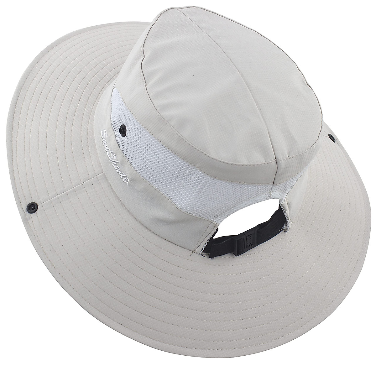 Muryobao Women's Sun Hat Outdoor UV Protection Foldable Mesh Bucket Hat Wide Brim Summer Beach Fishing Cap Pure Beige