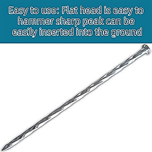 EISENSP 10-inch Spiral Metal Landscape Edging Stakes - Galvanized and Rustproof - 30pcs Round Anchoring Staples for Paver Edging, Artificial Turf, Garden Landscape and More, Bright Spike Timber Nail