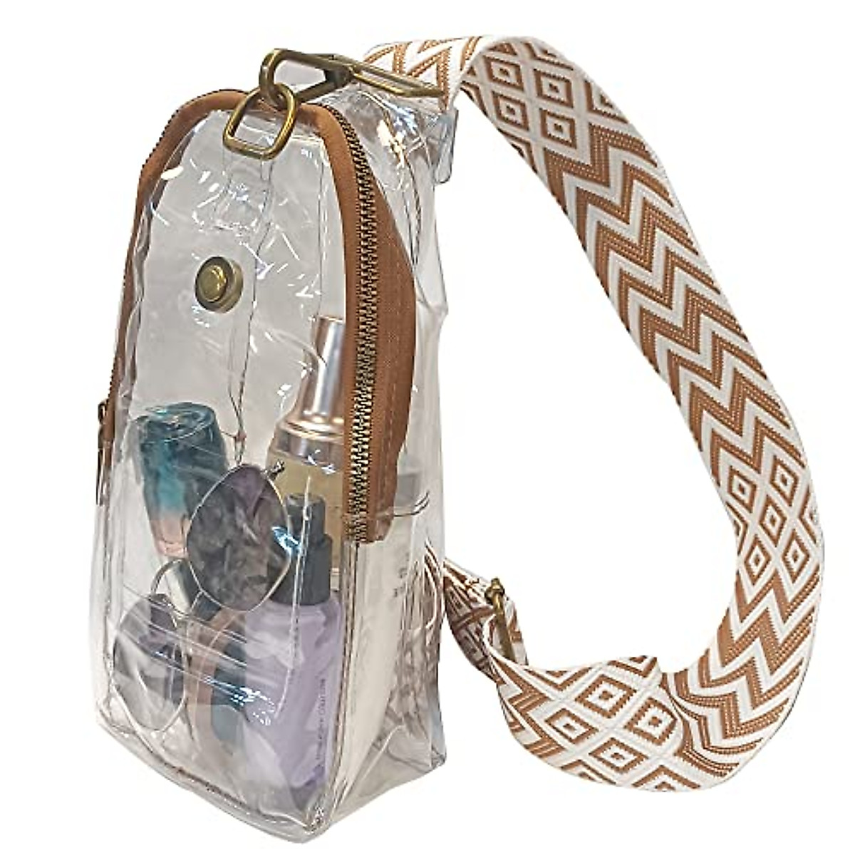 Clear Crossbody Bag Stadium Approved Clear Bag， PVC Crossbody Backpack with Adjustable, for Sports Concert Prom Party Present