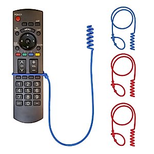 Silicone Remote Tether 4-Pack - Never Misplace Your Remote Again/Adjustable for Snug Fit/Fits Apple, Samsung, Sony, LG, Dyson & More – (2 Blue & 2 Red)