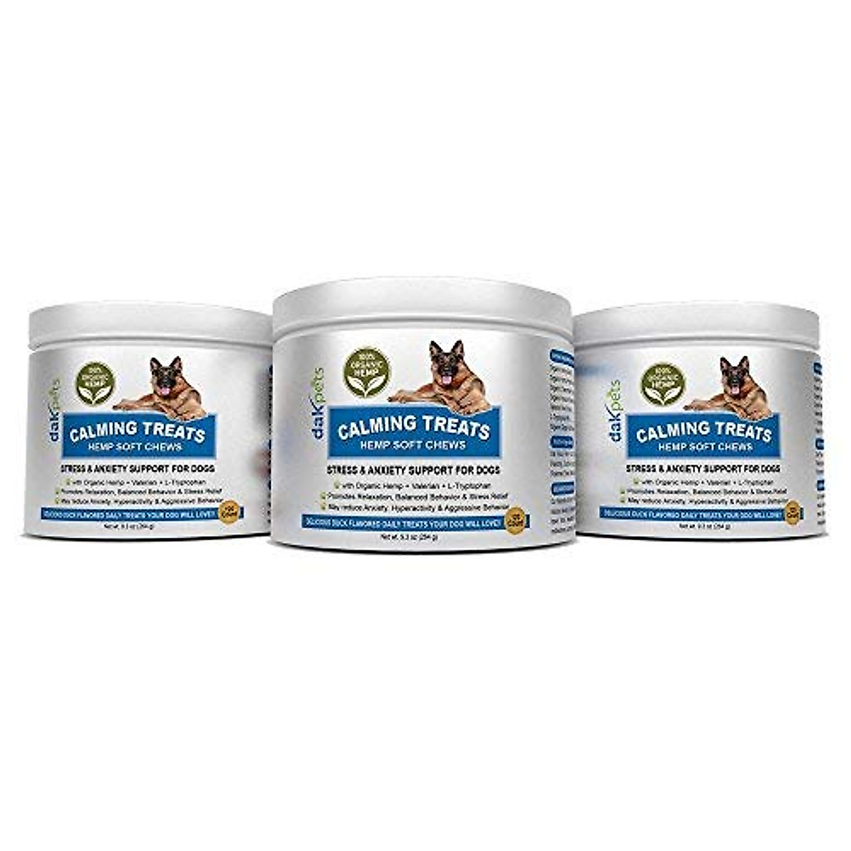 DakPets Hemp Calming Treats for Dogs - Made in USA w/Hemp Oil - Dog Anxiety Relief - Natural Separation Aid - Stress Relief - Fireworks - Storms - Barking 120 Soft Chews