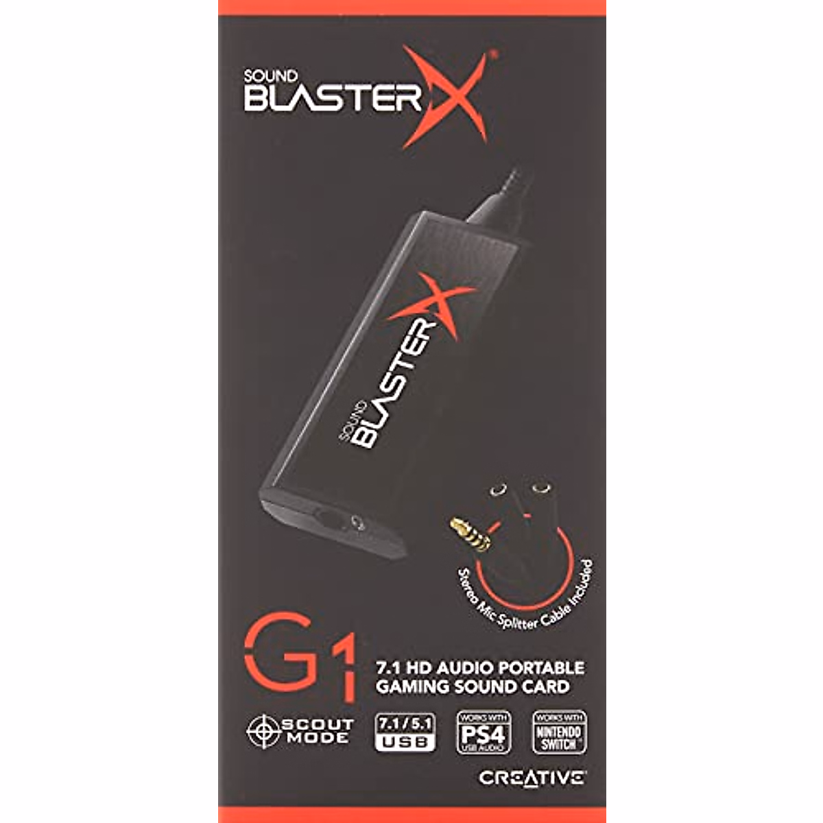 Creative Sound BlasterX G1 7.1 Portable HD Gaming USB DAC and Sound Card (70SB171000000)
