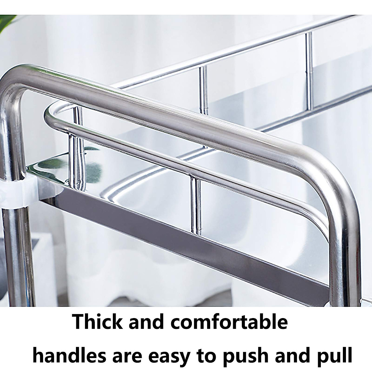 Stainless Steel 3-Tier Medical Trolley Laboratory cart Thick and Comfortable Handle Used in Beauty Salons Hospitals with a Load of 100kg (Full)