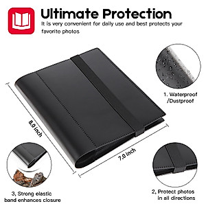 Aevdor Photo Album 5x7 Holds 64 Photos Black Inner Pages with Strong Elastic Band, Small Photo Album 5x7, Mini Picture Book for 5x7 Artwork, Photos, Kids Art Storage, Postcards, Drawings (Black)