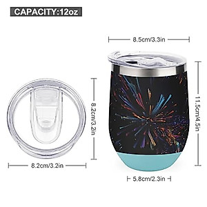 Fireworks Insulated Tumbler with Lid Stainless Steel Coffee Mug Cute Wine Tea Water Cup Green-style