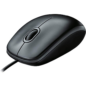Logitech M100 Wired USB Mouse, 3-Buttons, 1000 DPI Optical Tracking, Ambidextrous PC/Mac/Laptop - Dark/Black