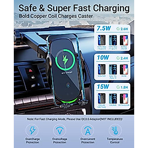 MEMOFO Wireless Car Charger Mount, 15W Fast Car Phone Holder Mount Wireless Charging Auto-Clamping, for iPhone 14 13 12 11 Pro Max Xs, Samsung Galaxy S21 S20, S10+ S9+ Note 9, etc