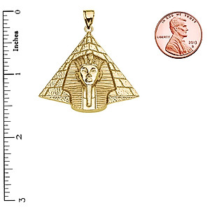 Egyptian Ankh Crosses Unique 14k Yellow Gold Pharaoh King Tut (Tutankhamun) Pyramid Pendant