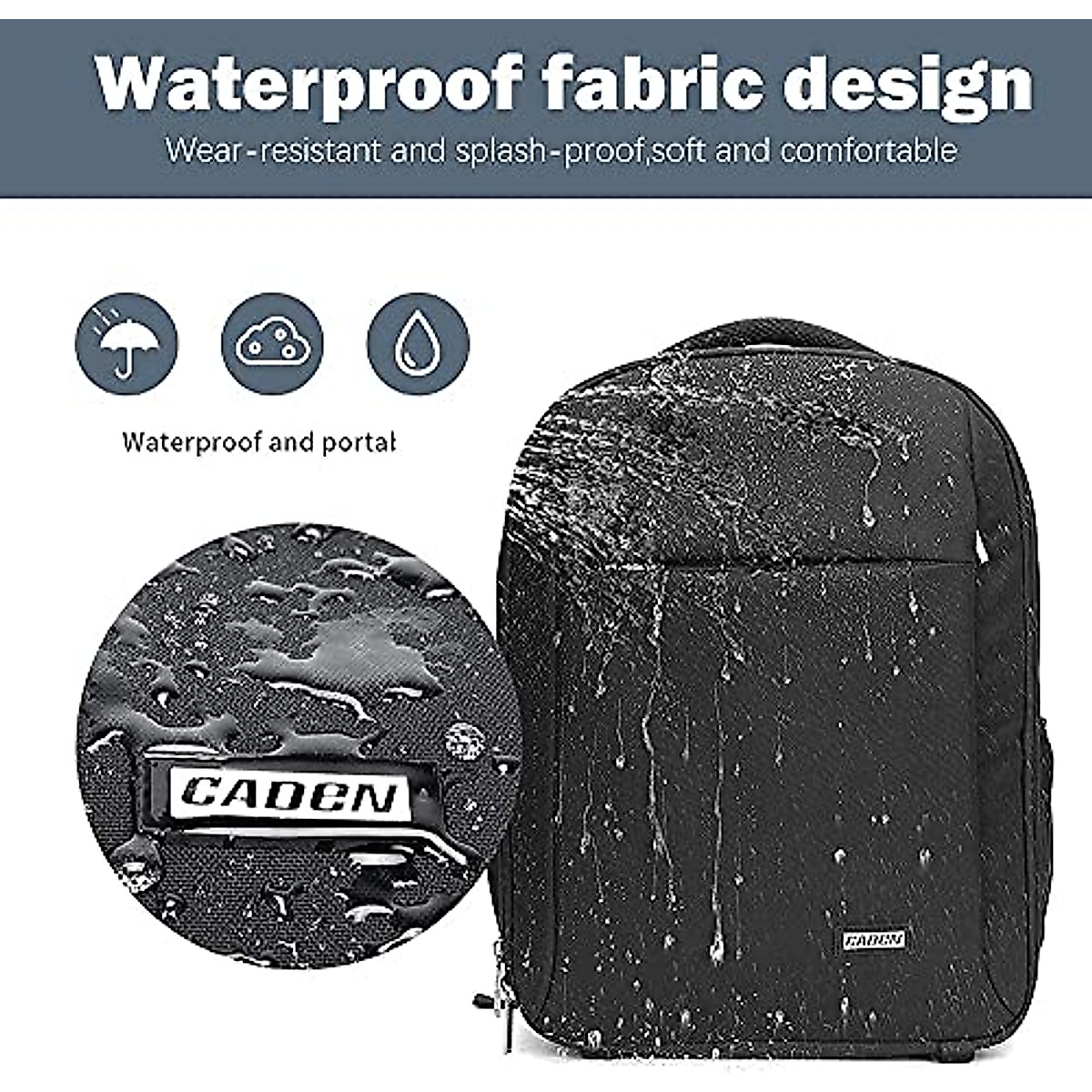 CADeN Camera Backpack, Waterproof Drone and Camera Bag for Canon Nikon Sony DSLR SLR Mirrorless, DJI Mavic, Air 2S, FPV Drone Backpack with 15.6'' Laptop Compartment & Tripod Holder