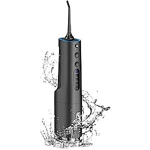GIENEX Water Flosser Cordless Teeth Cleaner Dental Oral Irrigator Power Dental Flossers IPX7 Waterproof Teeth Cleaner with 4 Cleaning Modes Detachable Water Tank for Home Travel (Color : Black)