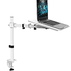 VIVO Single Laptop Notebook Desk Mount Stand, Fully Adjustable Extension with C-clamp, Fits up to 17 inch Laptops, White, STAND-V001LW