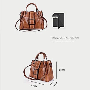 Womens Handbag Large Capacity, PU Leather Satchel Purse, Tote Crossbody Shoulder Bag Black